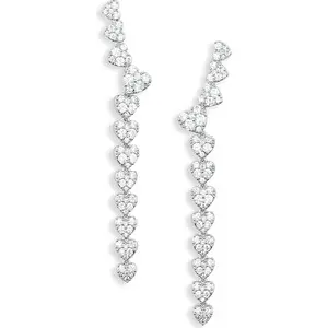 MELANIA CLARA Rhodium-plated Cubic Zirconia Heart Climber Earrings - Silver