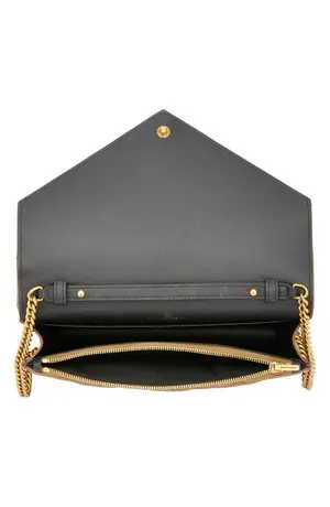 Saint Laurent Paris Metallic Leather Chain Wallet