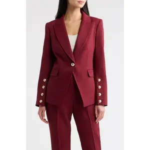 TAHARI ASL One-button Structured Blazer - Cranberry