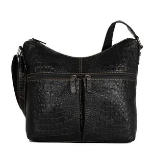 JACK GEORGES Hornback Croco Hobo Bag - Black