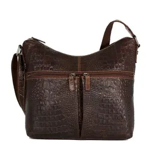 JACK GEORGES Hornback Croco Hobo Bag - Brown