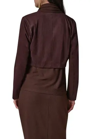 Donna Karan New York Mixed Media Faux Suede Jacket - Espresso