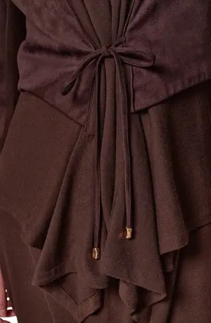 Donna Karan New York Mixed Media Faux Suede Jacket - Espresso