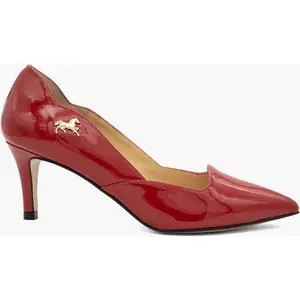 CAVALINHO Patent Leather Pointed Toe Low Heel Pumps - Red