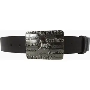 CAVALINHO Leather Belt With Embossed Buckle - Black