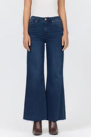 DEAR JOHN Fiona High Waist Raw Hem Wide Leg Jeans - Princess