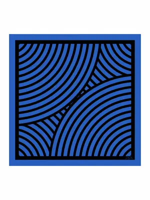 SILKSILKY Printed Square Silk Scarf - Blue Arcs