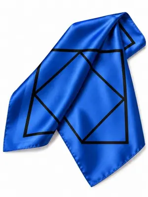 SILKSILKY Printed Square Silk Scarf - Blue Square