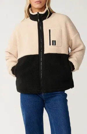 Rip Curl S-series Bonded Fleece Jacket With Stand Collar And Drop Shoulder - Black