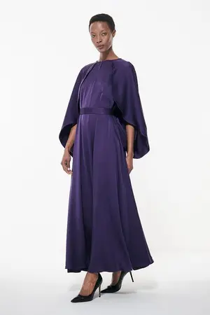 LEEM Cape Sleeve Belted Maxi Dress