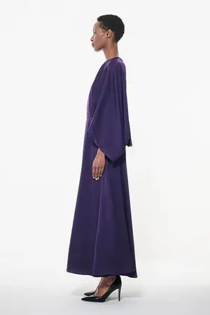 LEEM Cape Sleeve Belted Maxi Dress