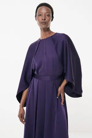 LEEM Cape Sleeve Belted Maxi Dress