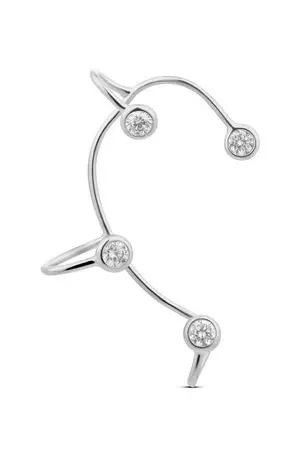 SHYMI Round Bezel Set Cubic Zirconia Ear Cuff - Silver