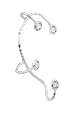 SHYMI Round Bezel Set Cubic Zirconia Ear Cuff - Silver