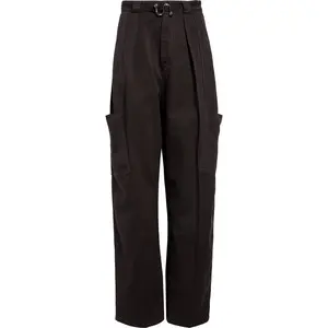 Sportmax Spigola Oversize Cotton Denim Barrel Leg Cargo Pants - Chocolate