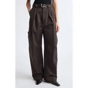 Sportmax Spigola Oversize Cotton Denim Barrel Leg Cargo Pants - Chocolate