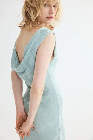 H&M Cowl-back Jacquard-jersey Dress