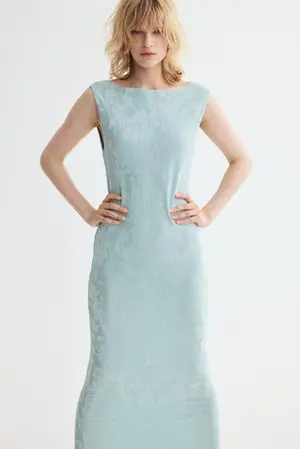 H&M Cowl-back Jacquard-jersey Dress