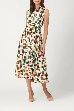 Shoshanna Brushstroke Print Aria Dress - Multi