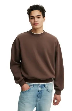 COTTON ON Relaxed Crew Sweater - Espresso