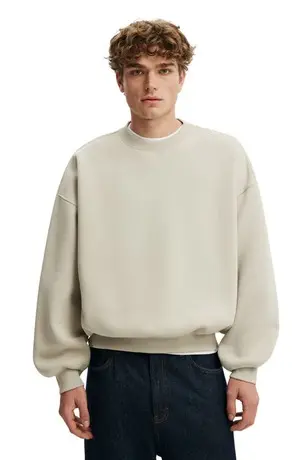 COTTON ON Relaxed Crew Sweater - Stone
