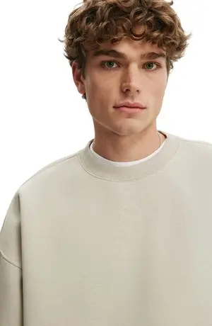 COTTON ON Relaxed Crew Sweater - Stone