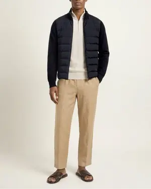 Orlebar Brown Terrence Hybrid Knit Funnel Jacket - Night Iris
