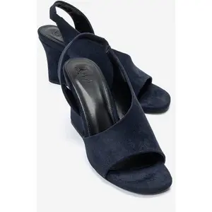 PROLOGUE SHOES Zyra Wedge Sandal - Navy Suede