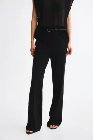 H&M Straight-leg Pants With Belt