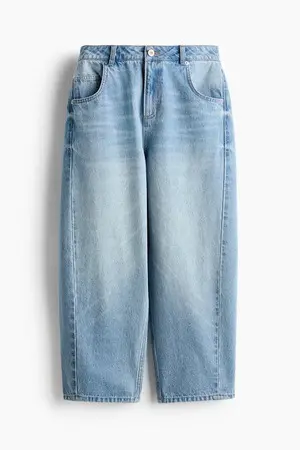H&M High-waist Barrel-leg Ankle Jeans