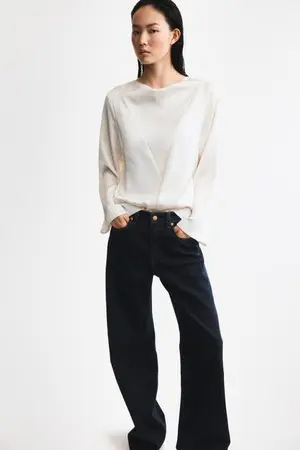 H&M Cowl-neck Satin Blouse - Ivory