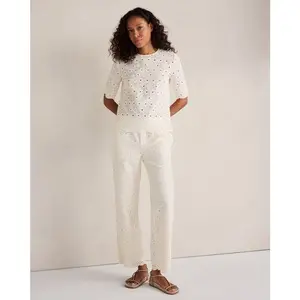 HAVEN WELL WITHIN Organic Cotton Eyelet Pants - Ivory