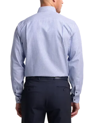 PAUL FREDRICK Cotton Spread Collar Twill Slim Contrast Trim Button Cuff Long Sleeve