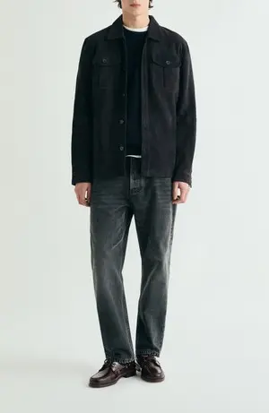 SCALPERS Raglan Leather Polo Button Sweater