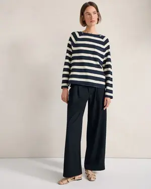 HAVEN WELL WITHIN Double Knit Pleated Wide Leg Trousers - Nightfall