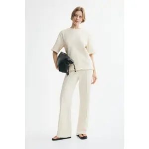 H&M Bouclé-knit Top With Fringe - Cream