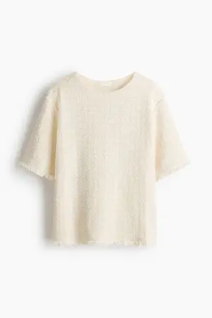 H&M Bouclé-knit Top With Fringe