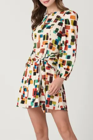 Shoshanna Brushstroke Print Dani Dress - Multi