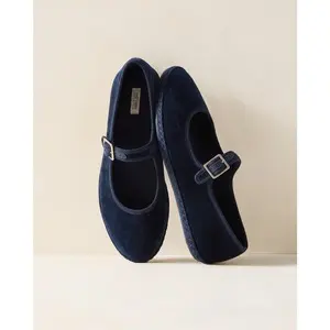 HAVEN WELL WITHIN Velvet Mary Jane Ballet Flats - Nightfall