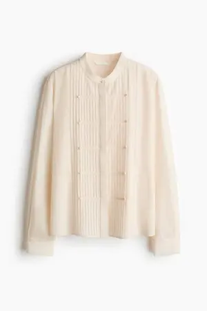 H&M Button-front Pintuck Blouse
