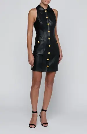 L'Agence Apolline Faux Leather Sheath Dress - Black