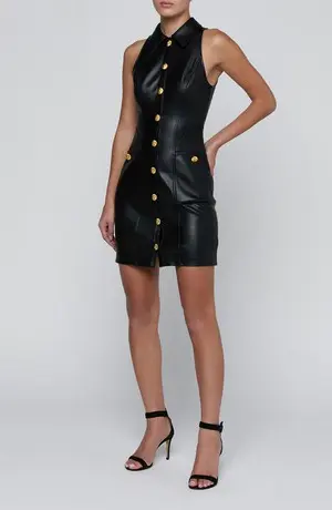 L'Agence Apolline Faux Leather Sheath Dress