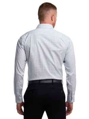 PAUL FREDRICK Cotton Spandex Point Collar Poplin Slim Contrast Trim Button Cuff Long Sleeve