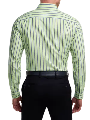 PAUL FREDRICK Cotton Spandex Point Collar Poplin Slim Contrast Trim Button Cuff Long Sleeve