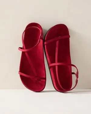 HAVEN WELL WITHIN Satin Strappy Wrap Around Sandals - Syrah