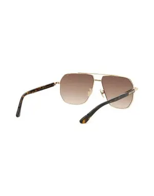 Philipp Plein Aviator Sunglasses With Double Bridge Detail - Brown/gold