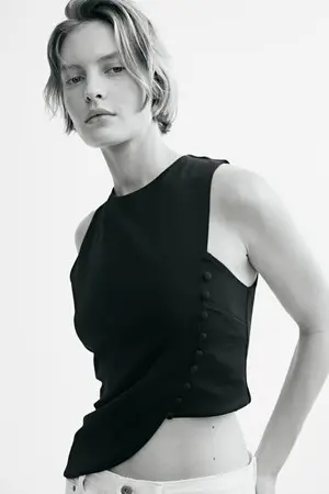 H&M Asymmetric Jersey Top - Black