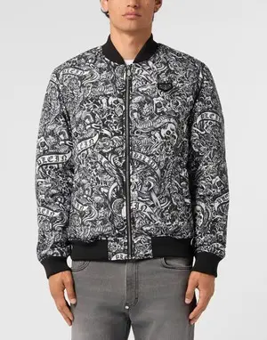 Philipp Plein All-over Tattoo Print Bomber Jacket - Black