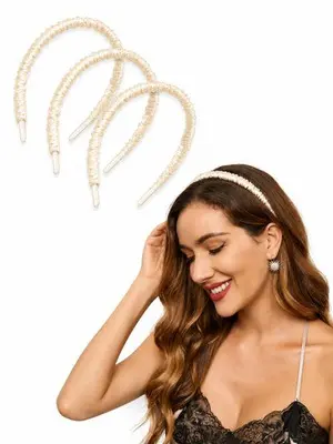 SILKSILKY Pure Silk 3-pack Vintage Headbands - Beige