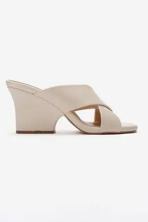 PROLOGUE SHOES Yavin Cross Strap Wedge Sandal - Beige